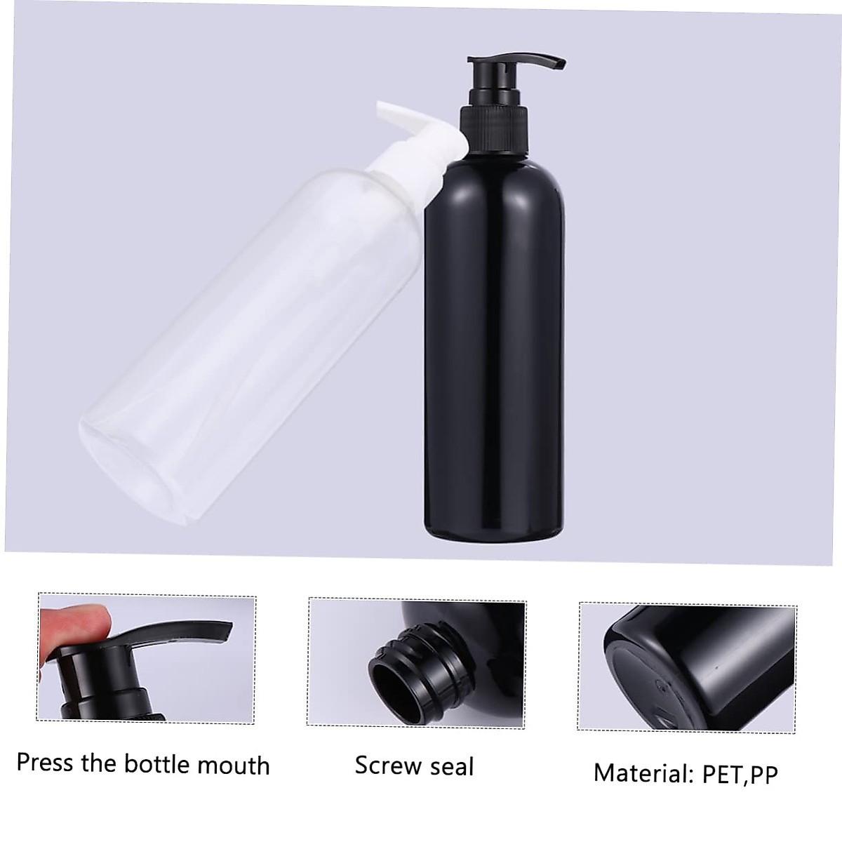 STOBAZA Travel Lotion Bottles 300ml Gel Pump Bottles for Shampoo Body Wash Black Cap
