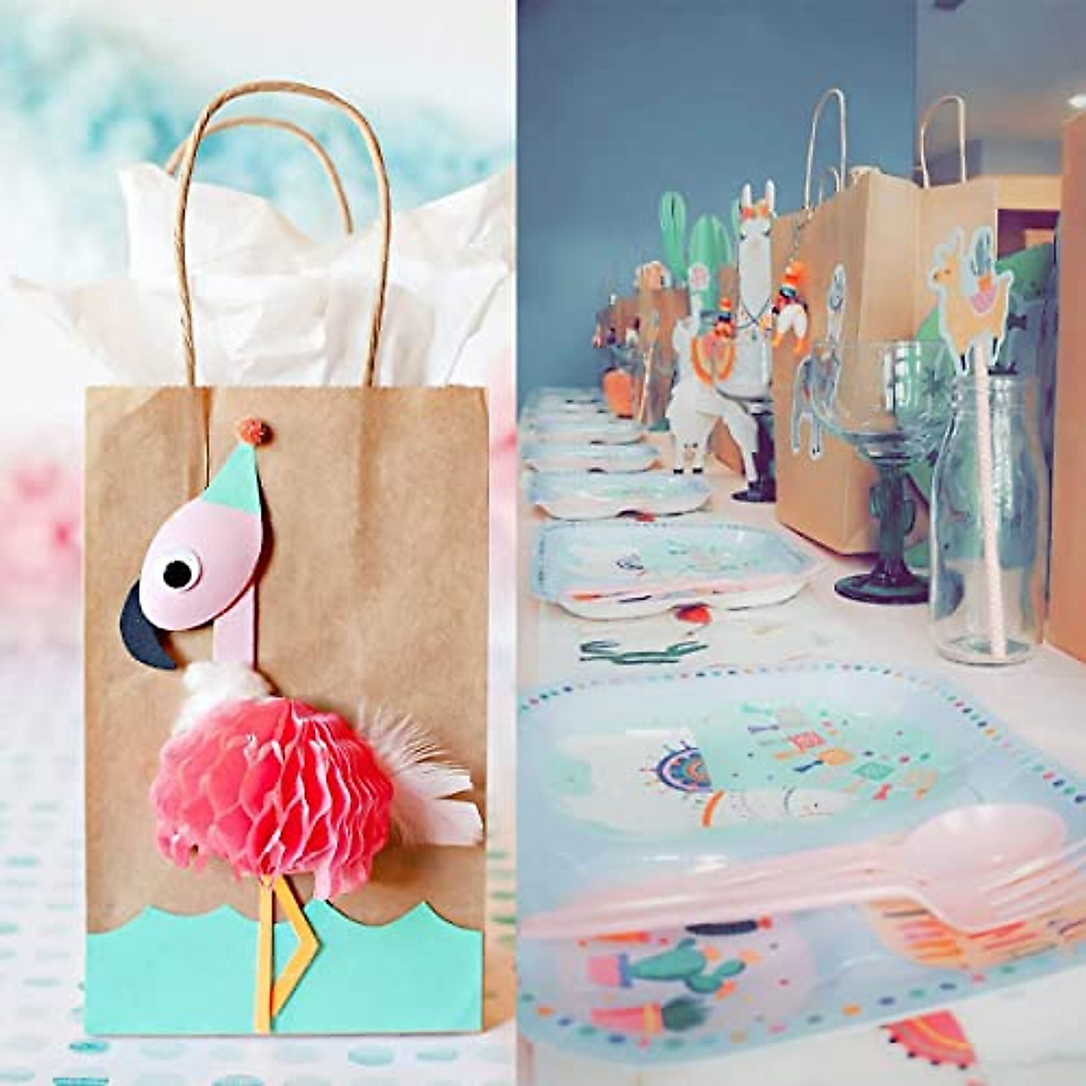 AlexHome 30 Pcs Brown Paper Bags with Handles,5.8 x 3.2 x 8.2 Inches,Size Small,Paper Gift Bags,Kraft Paper Bags Bulk for Grocery/Business Owners/Shopping/Party/Goody/Retail/Takeouts/Birthday/christmas,Brown,Small,30 Pcs