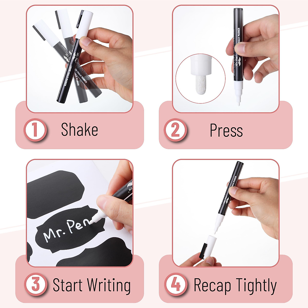 Mr. Pen- Chalkboard Labels, 100pc, Assorted Shapes, 1 White Chalk Marker and Small Towel, Labels, Label Stickers, Labels for Storage Bins, Sticker Labels, Bottle Labels, Food Labels, Jar Labels