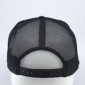 The Vintage Year High Crown Foam Mesh Camouflage Oak Leaves Captain Trucker Hat Baseball Cap (Black/Gold)