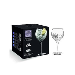 Luigi Bormioli Diamonte 22 oz, Set of 4 All Purpose Balloon Stem, 650ml, Clear