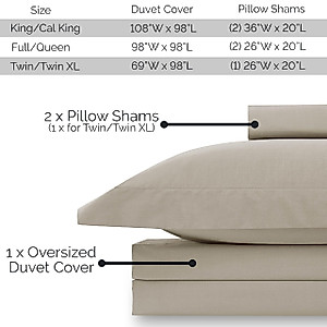 Southshore Fine Living, Inc. Premium Collection Oversized King Duvet Cover Set, Soft Duvet Cover 3-Piece, Two Matching Shams (108 in Wide x 98 in Long), Taupe, King/California King
