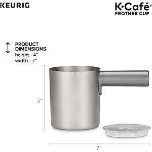 Keurig K-Café Milk Frother Cup Replacement Part or Extra,80 milliliters Hot and Cold Frothing, Compatible with Keurig K-Café Coffee Makers Only, Nickel