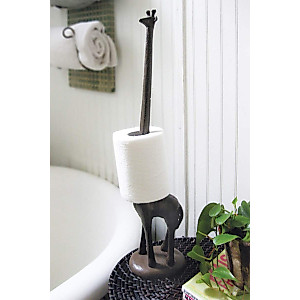 Kalalou CXX2053 Standing Cast Iron Giraffe Decorative Paper Towel Holder Stand, One Size, Brown