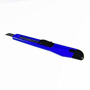 KINBRIEF 9mm Utility Knife Retractable Razor Box cutter for Cartons,Carboards compact Pack 5 with 10 Snap off Blades for Office and Home，blue