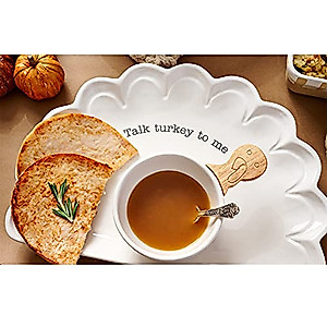 Mud Pie Circa Thanksgiving Turkey Chip & Dip Appetizer Platter, White, 9.5" x 13.5"