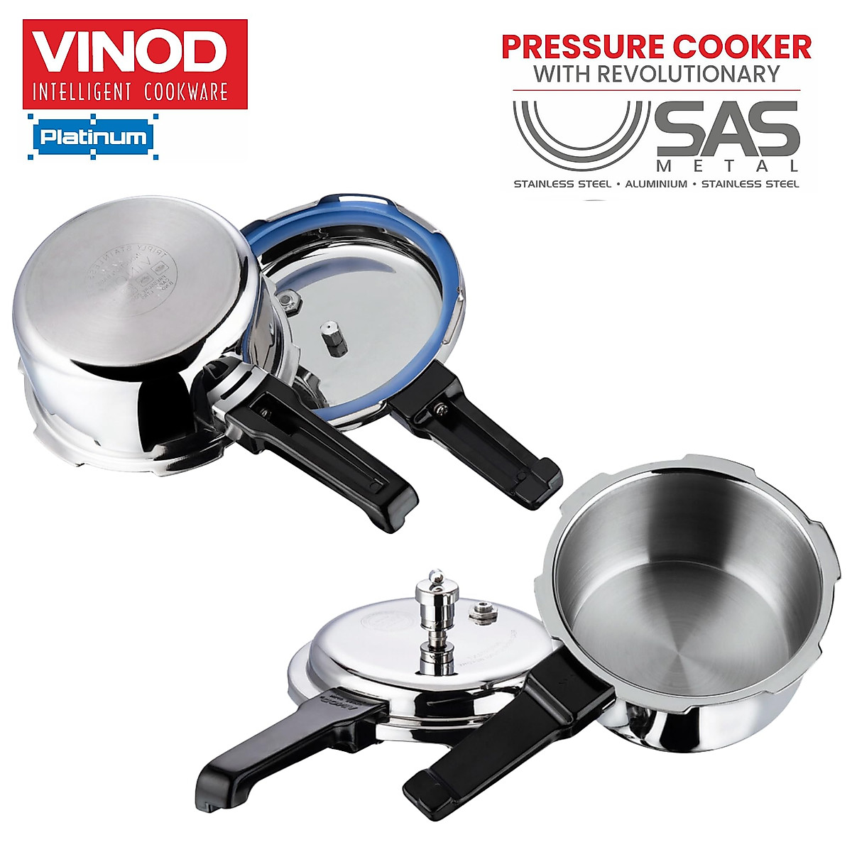 Vinod Platinum Triply SS Pressure Cooker 5.0ltr