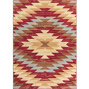 Well Woven Miami Alamo Southwestern Red Southwest Area Rug 5' X 7'