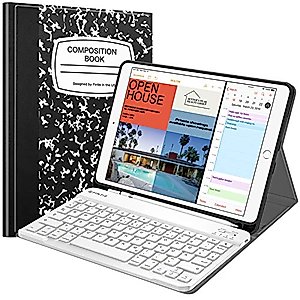 Fintie Keyboard Case w/Pencil Holder for iPad Air 3rd Gen 10.5" 2019 / iPad Pro 10.5" 2017 - SlimShell Soft TPU Back Protective Cover w/Magnetically Detachable Wireless Bluetooth Keyboard, Composition