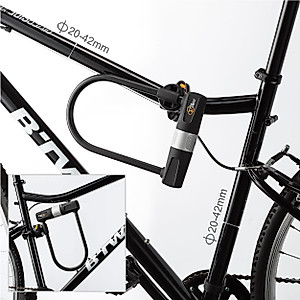 Bike U Lock with Cable - Via Velo Heavy Duty Bicycle U-Lock,14mm Shackle and 10mm x1.8m Cable with Mounting Bracket for Road, Mountain, Electric & Folding Bike