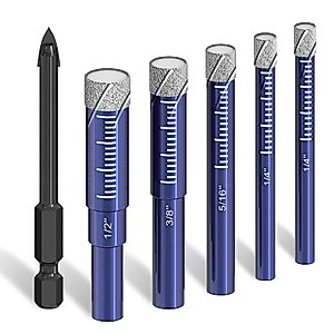 6 PCs Diamond Drill Bits Set for Porcelain, Ceramic, Glass & More - Versatile Tile Drill Bits for Efficient, Precise Drilling