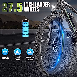 ANCHEER 500W Electric Bike for Adults 27.5'' Electric Mountain Bike/Ebike for Adults, 3 Hours Fast Charge, 50 Miles Class 2 Ebike with 48v 10.4Ah Removable Battery, Color LCD Display, 21 Speed Gears