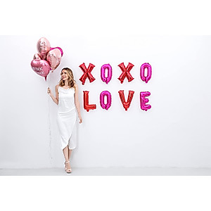16 Inch XOXO LOVE Letters Pink Red Foil Balloons (XOXOLOVE)