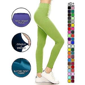 Leggings Depot Yoga Solid Leggings, Lime, One Size