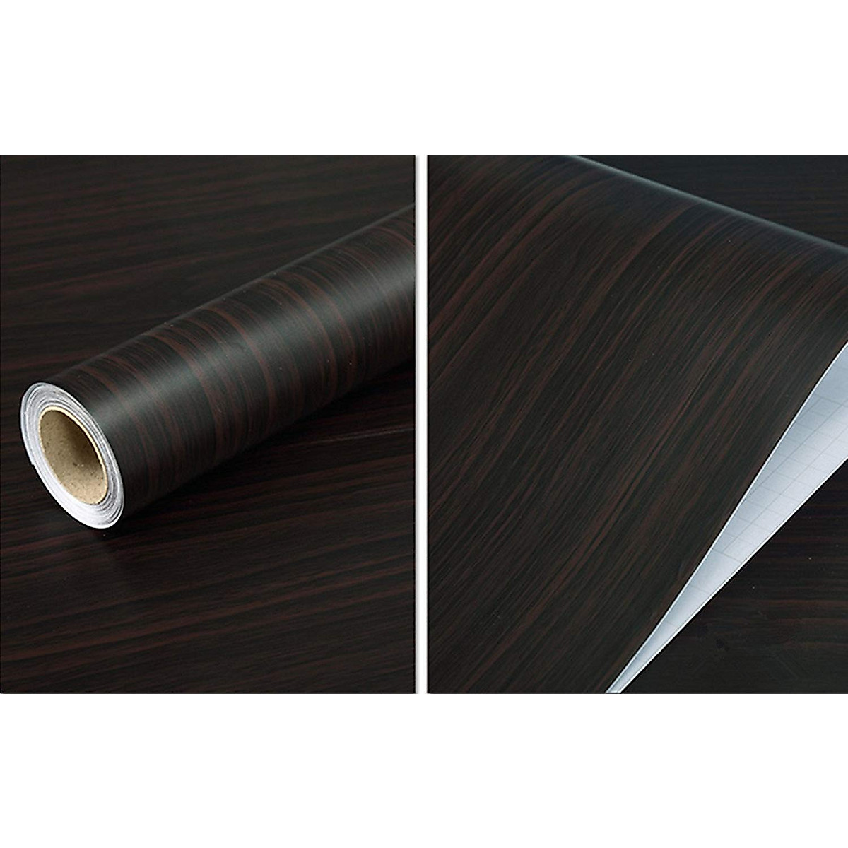 REDODECO Dark Brown Maple Wood Grain Adhesive Paper Peel and Stick Shelf Liners Wallpaper Cabinet Door Wardrobe Imitation Wood Thick Wall Stickers 15.8inch by 98inch