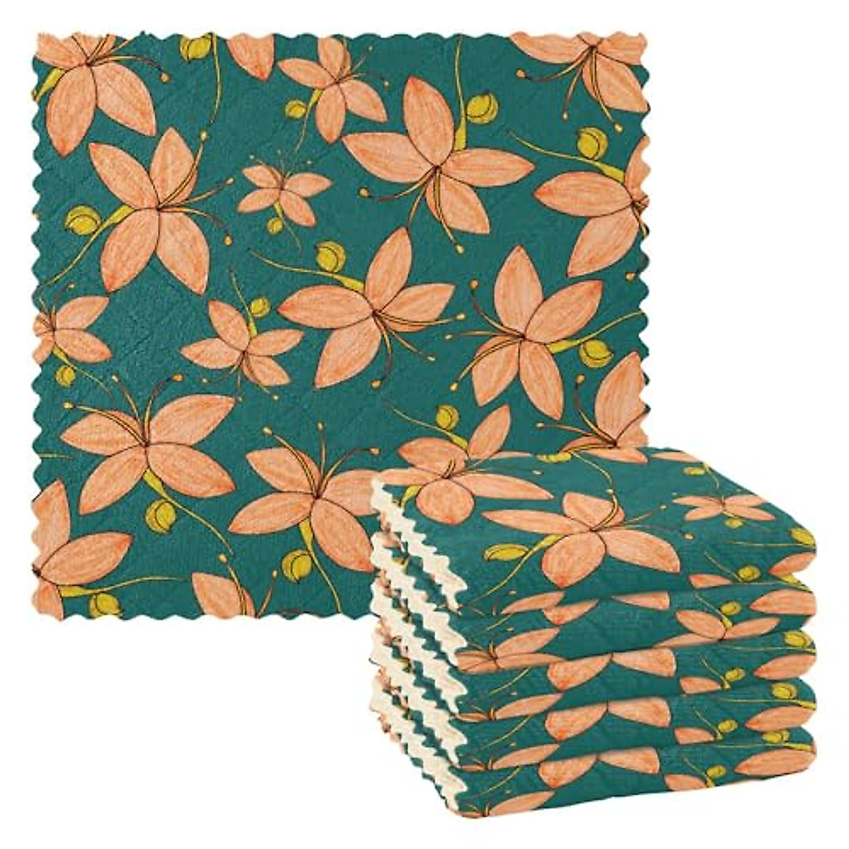 FRODOTGV Creative Pattern Flowers Ethnic Style Kitchen Accessories for Cooking New Home Tea Towel Kitchen Terry Dish Cloth Farmhouse Kitchen Hand Towels