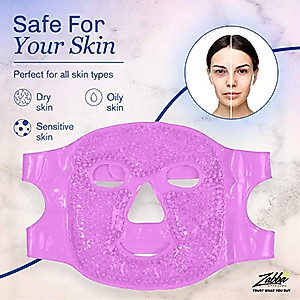PerfeCore Facial Mask Get Rid of Puffy Eyes Migraine Relief, Sleeping, Travel Therapeutic Hot Cold Compress Pack Gel Beads, Spa Therapy Wrap for Sinus Face Puffiness Headaches Gel Mask