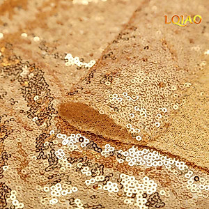 LQIAO 4FTX10FT Gold Shimmer Sequin Fabric Backdrops Wedding Photo Booth Sequin Curtain Drapes Panels Photography Background Decoration