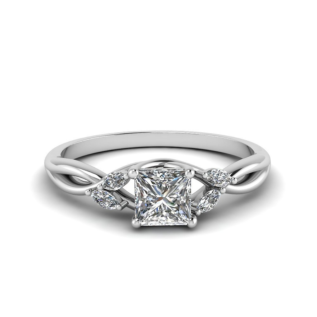 SISGEM 10K 14K 18K Solid Gold Twisted Engagement Rings Set for Women, Emerald/Princess/Oval/Marquise/Round Cut Moissanite Rings Wedding Engagement Anniversary Promise Set Bands with Engraved Name (Princess-Cut)