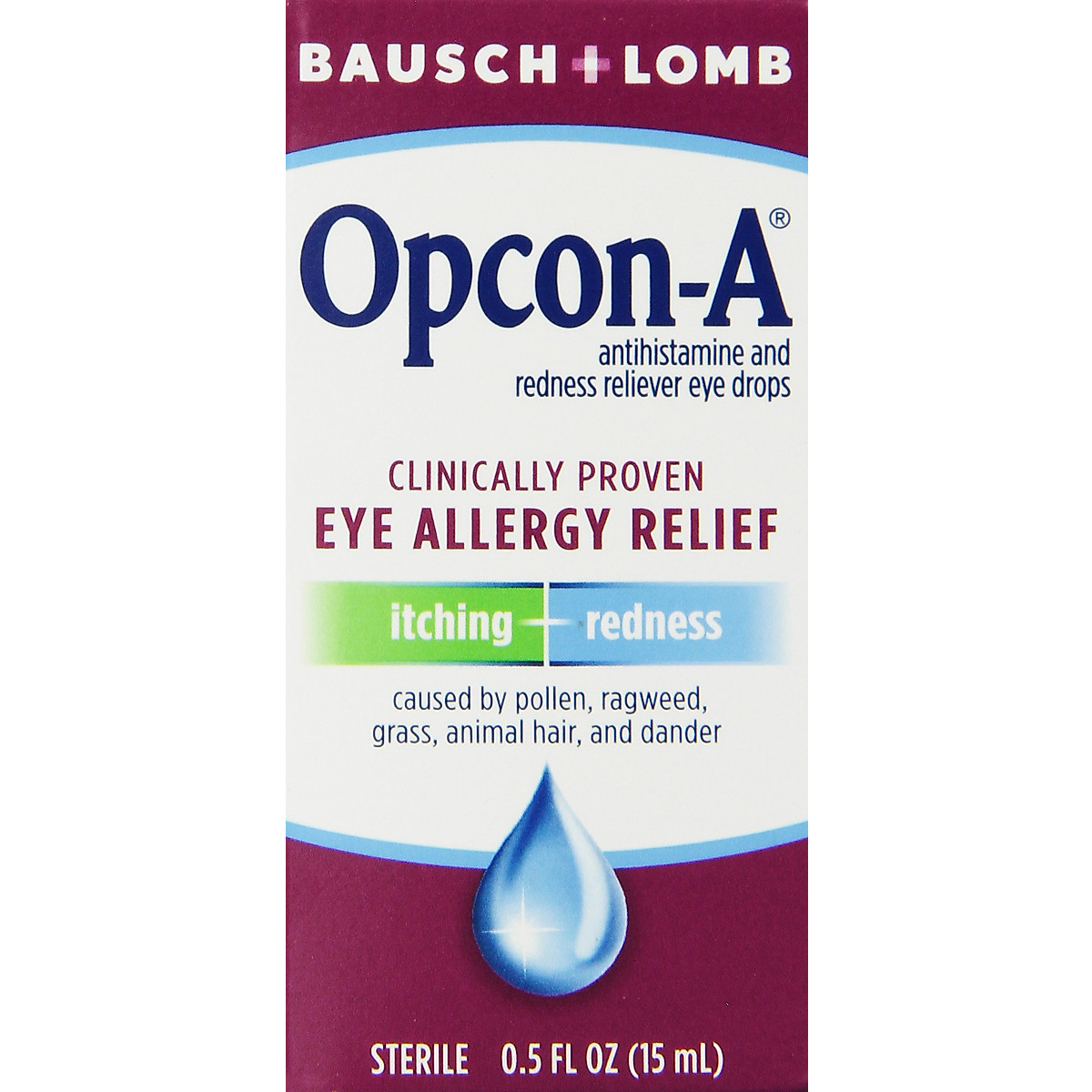 Allergy Eye Drops by Bausch and Lomb, for Itch and Redness Relief, 15 mL