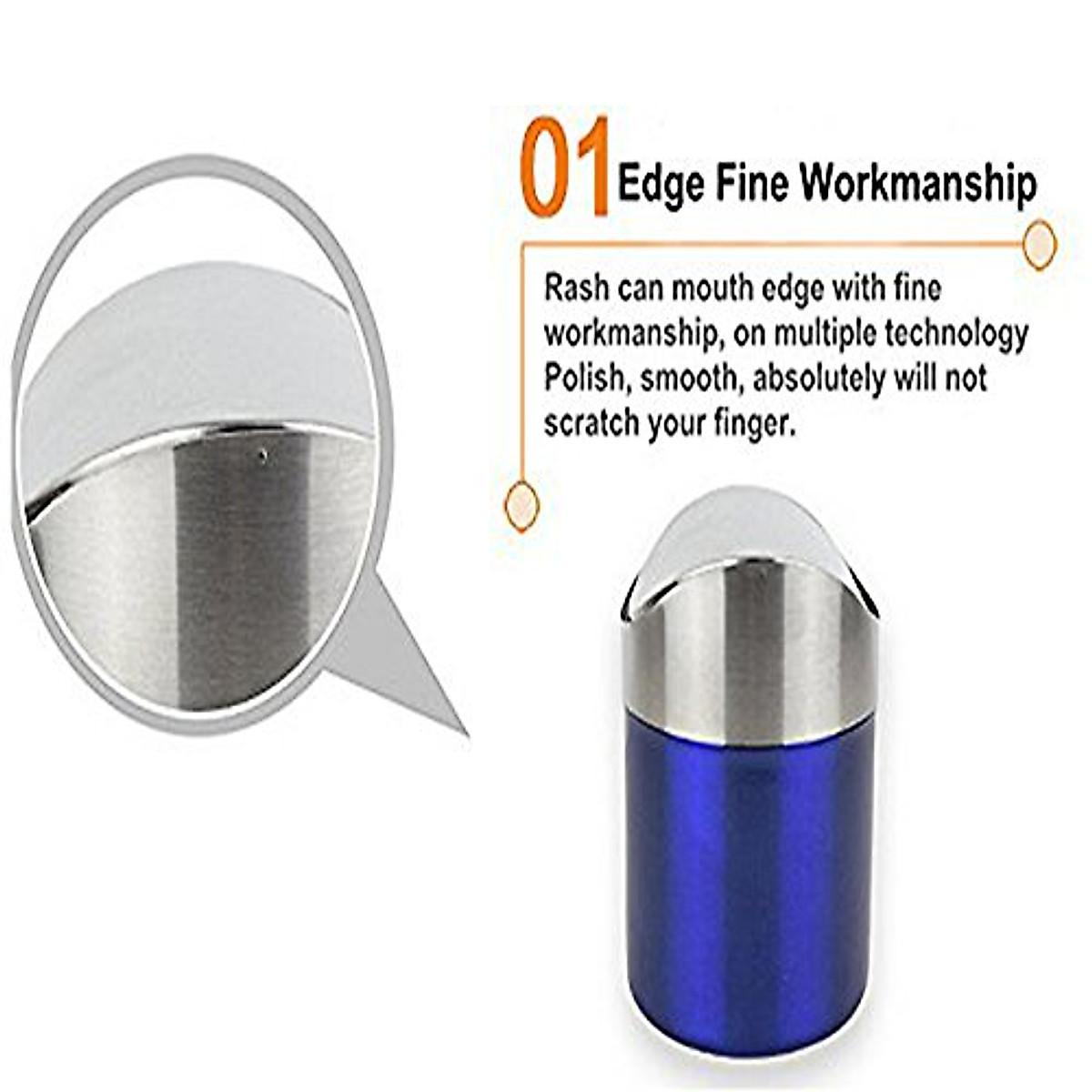 Sundarling Stainless Steel Mini Countertop Trash Bin 1.5L Car Dust Bin Swing Lid Kitchen Worktop Trash can (Red)