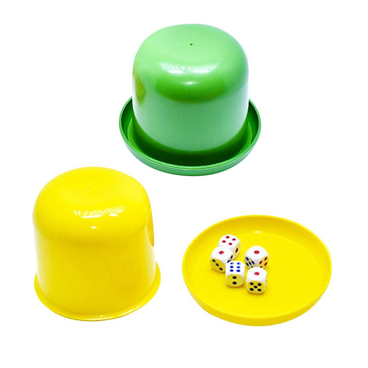 NUOBESTY 2PCS/Set Dice Game Set Plastic Dice Shaking Cup Dice Cup Set for Bar Party (Random Color)