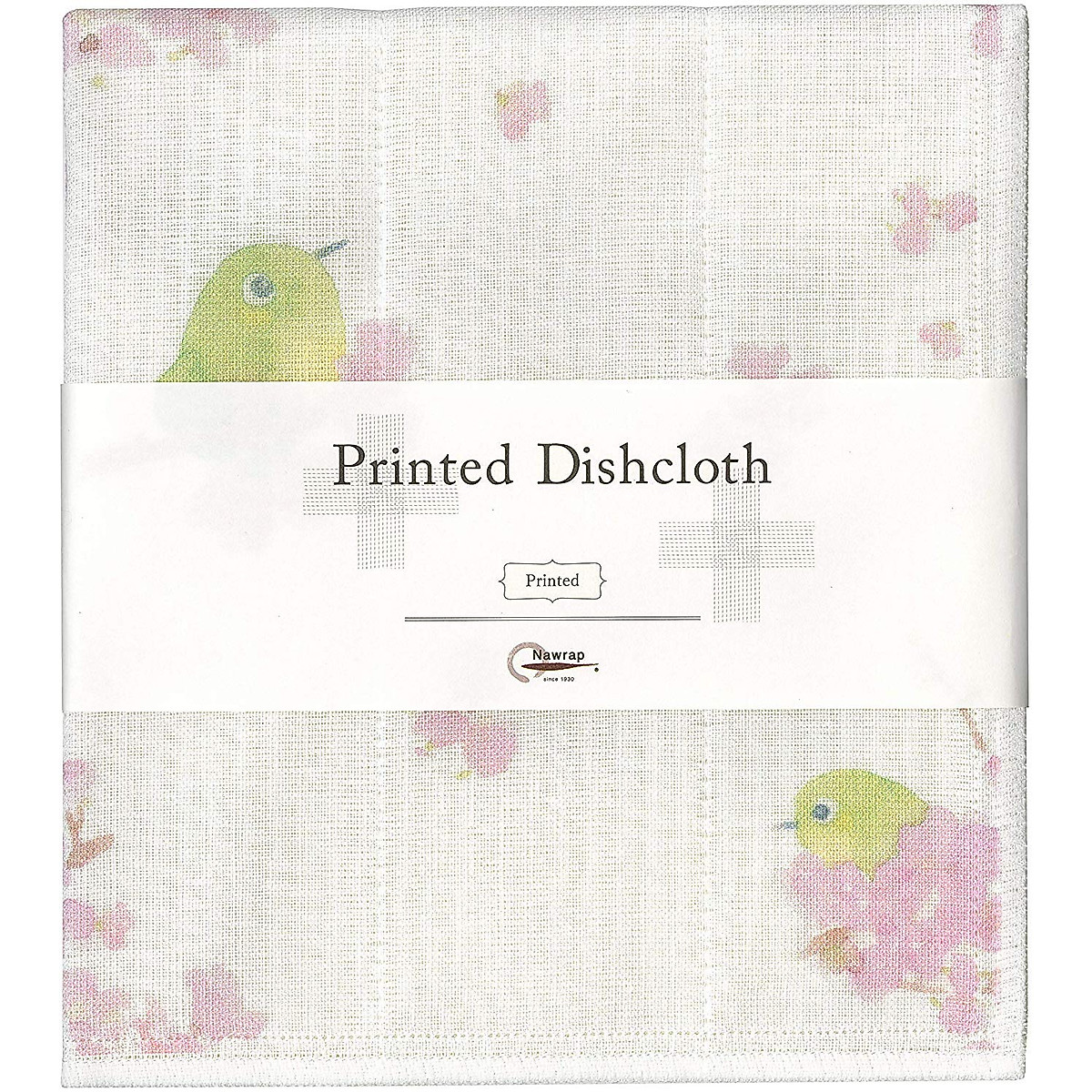 Nawrap Printed Dishcloths Set of 3, Japanese White-Eye + Clover + Flower