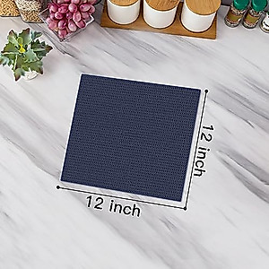 Airensky Kitchen Essentials Dish Towels 6-Piece Value Set - Waffle Design, Reusable Cleaning Cloths, Soft, Ultra-Absorbent, Nonstick Oil and Quick Drying - 12x12 Inches (3 Navy, 3 Gray)