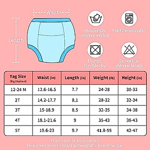 BIG ELEPHANT Baby Girls' Padded Potty Training Pants Underwear 6 Pack, 4T