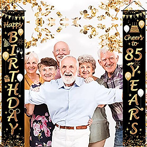 2 Pieces 85th Birthday Party Decorations Cheers to 85 Years Banner Porch Sign Door Hanging Banner 85th Party Decorations Welcome Porch Sign for 85 Years Birthday Supplies, 71 x 12 Inches