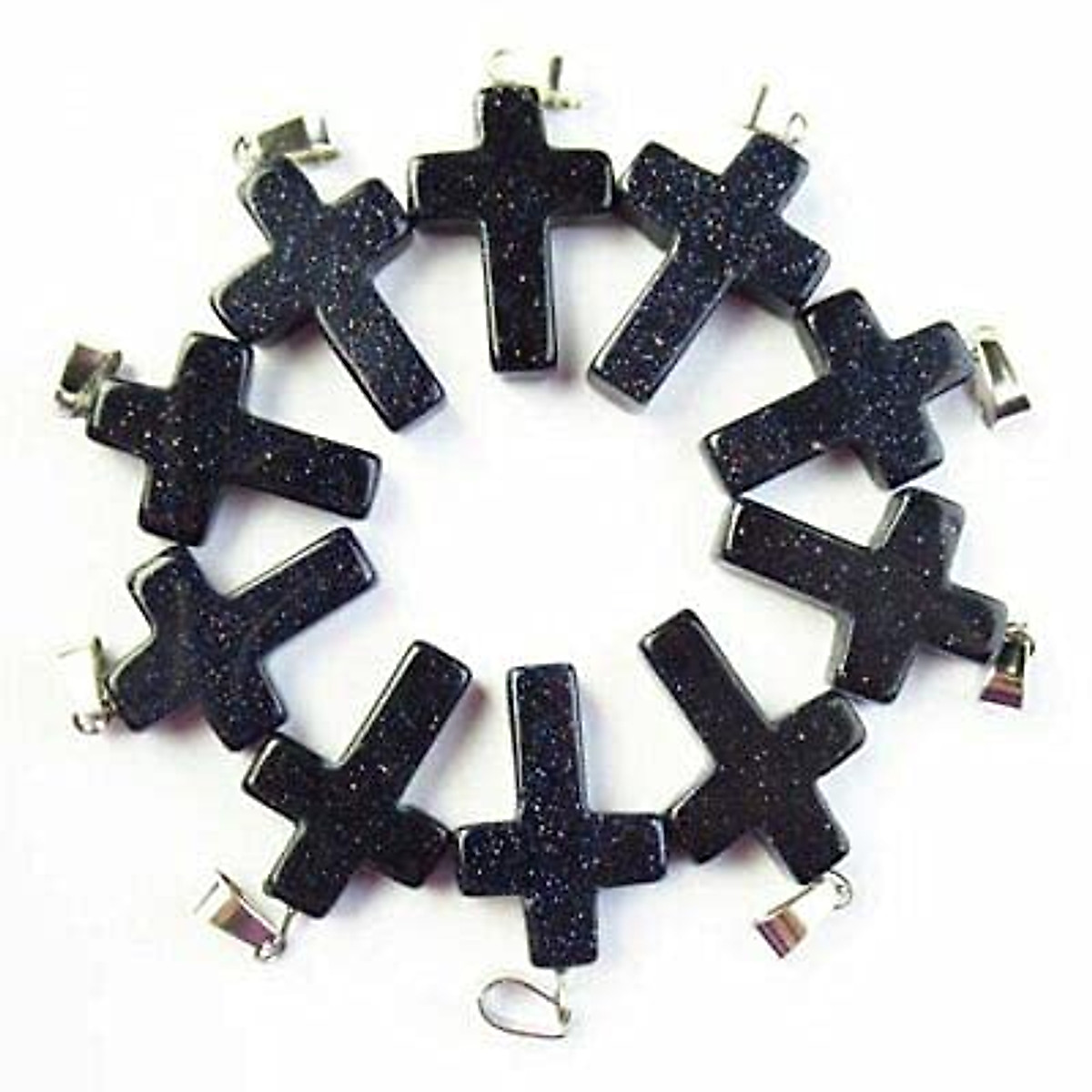 10pcs 28x18x5mm Carved Blue Sand Stone Cross Pendant Bead 305SK