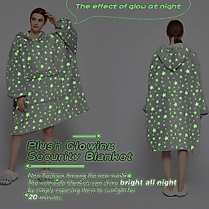 KFUBUO Wearable Blanket Hoodie for Adults Sherpa Glow in The Dark Oversized Sweatshirt Blanket with Pockets Cute Birthday Gifts for Women
