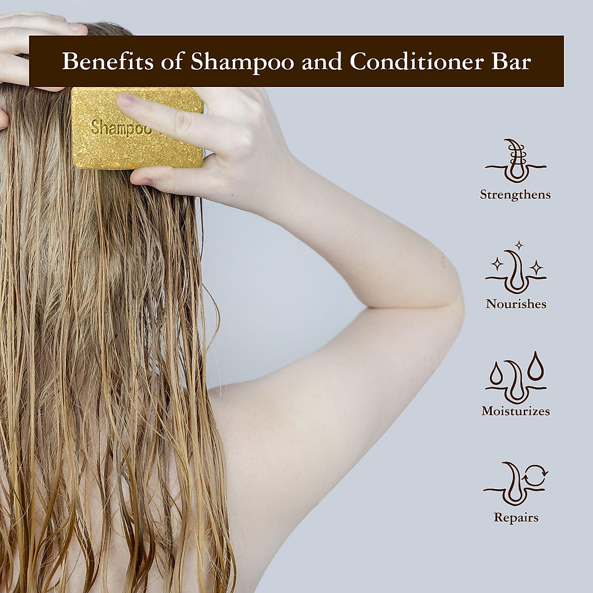 Accallo Bar Shampoo and Conditioner: Rice Water Shampoo Bar, Conditioner Bar, for Hair Growth, Travel Size Sets, Solid Shampoo