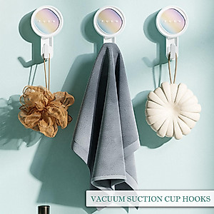 2PCS Suction Cup Hooks for Shower Hooks for Inside Shower, Removable Wall Hooks for Hanging Shower Suction Cup Hooks for Loofah, Robe, Towels, Glass Window, Shower Wall, Bathroom, Kitchen (Slim Hook)