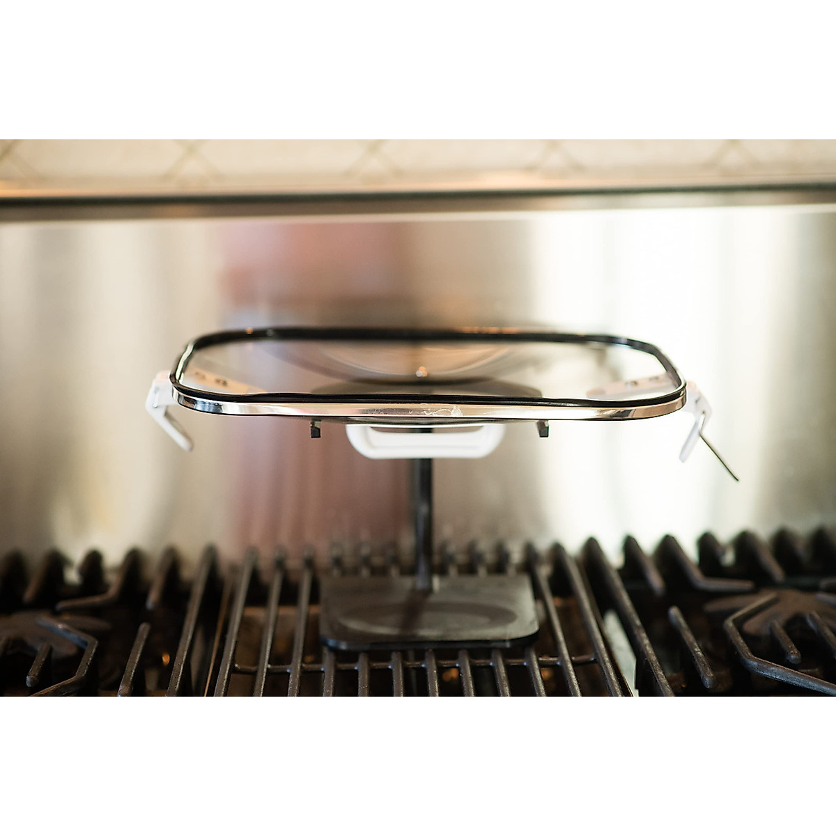 Hot Top Holder for Hot Pan Lids - No Burning of Hands - No Mess - No Condensation - Stone Black
