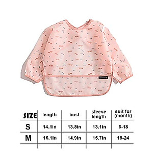 6-42 Months Toddler Baby Sleeved Bibs Waterproof Eating and Painting Smock. JNINTH