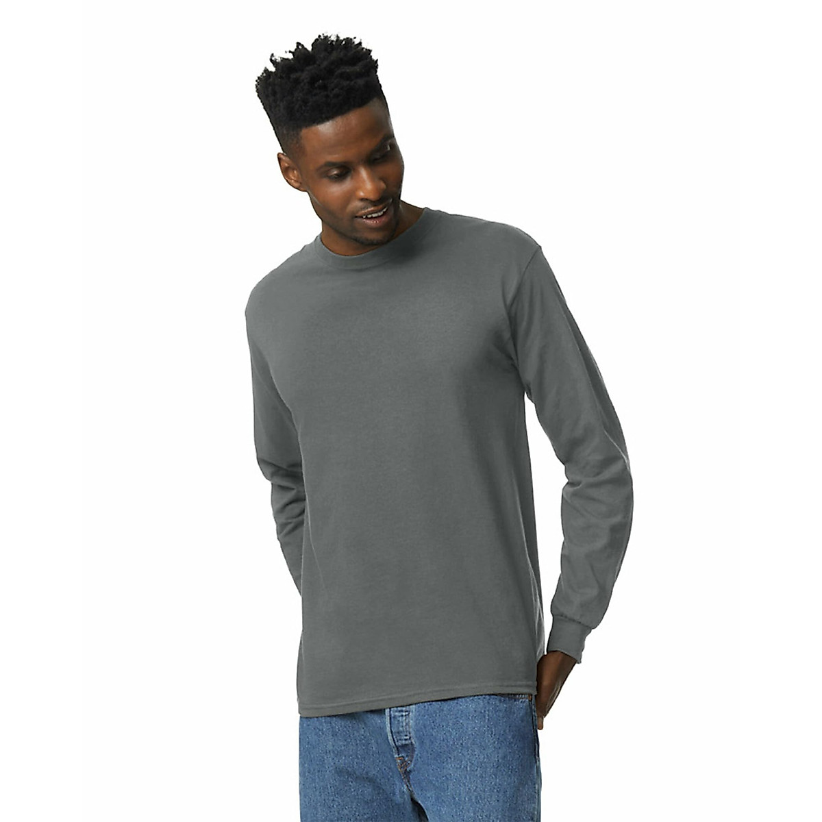 Gildan Men's Ultra Cotton Long Sleeve T-Shirt, Style G2400, Multipack, Charcoal (2-Pack), X-Large