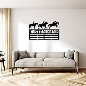Custom Equestrian Medal Holder Light, Personalized Equestrian Player Name Medal Hanger, Equestrian Medal Display Awards Sign, Equestrian