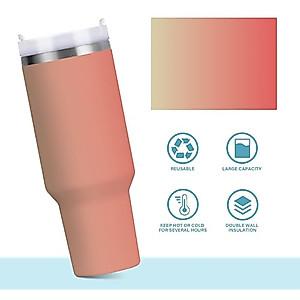 RPLIFE Gradient Pink 40oz Tumbler with Handle, 30 Oz Tumbler, Coffee Tumbler for Women