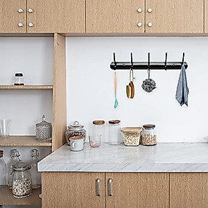 LIJCC 2 PCS Multifunction Heavy Duty 5 Coat Hooks Mounted Coat Hanger Rail Wall Hooks Wall Coat Hanger Coat Rack for Living roon Bathroom and so on,Black