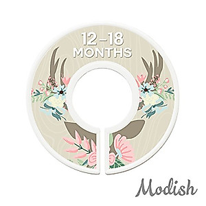 Modish Labels Baby Clothes Size Dividers, Baby Closet Organizers, Size Dividers, Baby Closet Organizers, Closet Dividers, Clothes Organizer, Girl, Woodland, Deer, Boho, Flowers, Floral Antlers (Baby)