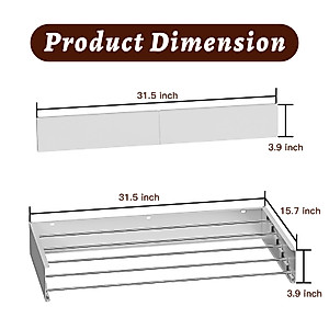 SUZAMI Wall Mounted Drying Rack, Retractable Laundry Drying Rack, Clothes Drying Rack Collapsible Up to 60lbs Bearing Capacity, Large Clothing Drying Racks for Indoor Outdoor, White, 31.5"