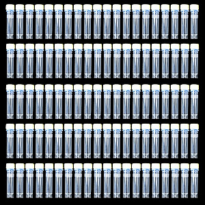 100Pcs 1ml Transparent Lab Plastic Frost Test Tubes Vial Seal Cap, Graduated Marks Centrifuge Tubes Skirted Conical Bottom for Laboratory School Educational