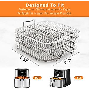 SICHEER Dehydrator Rack Stainless Steel Stand Accessories Compatible with Instant Vortex Plus 6 quart Air Fryer, Ninja Foodie Grill, Chefman 8 quart Air Fryer, 4 layers