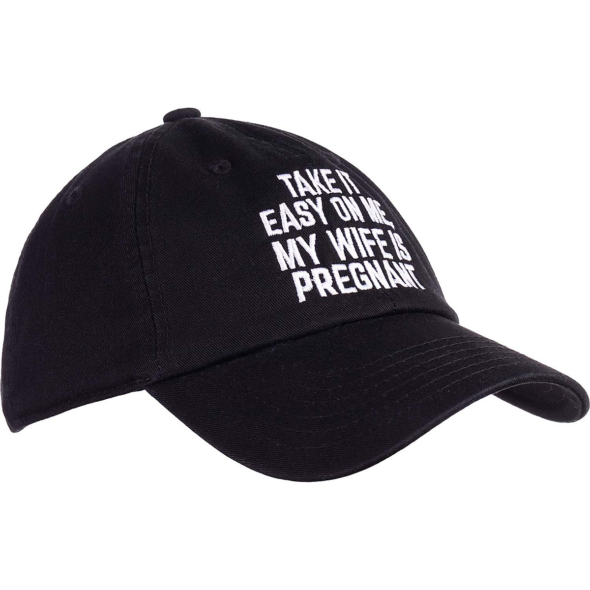 Ann Arbor T-shirt Co. Take it Easy on Me, My Wife is Pregnant | Funny New Dad Be Nice Father's Baseball Dad Hat Black