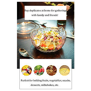 Glasseam Glass Salad Bowls, Clear Serving Bowls Set of 3, Blown Decorative Bowl for Home Decor Modern Cute Mixing Bowls Stacking Fruit Punch Bowl Decor for Kitchen Party Candy Snack Prep Dessert