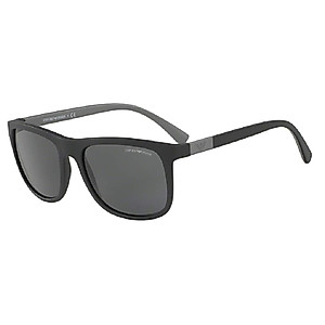 Emporio Armani EA4079 504287 57M Matte Black/Grey Square Sunglasses For Men+ BUNDLE With Designer iWear Eyewear Kit