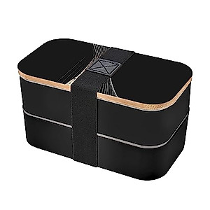 Abstract Curves Adult Lunch Box, Bento Box, With Cutlery Set Of 3, 2 Compartments, Rectangular, Lunch Box For Adults