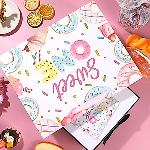 Wayyogh Sweet One Gift Bag 1st Birthday Wrap Bag for Girls First Birthday Wrapping Paper Bag with Greeting Card Tissue Paper for Donuts One Year Old Girl Ice Cream Candy Baby Shower Party Supplies