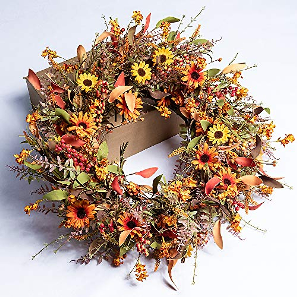 JINGHONG Fall Wreaths for Front Door 24 Inch Artificial Fall Wreath Large Autumn Wreath for Outside Harvest Thanksgiving Decor
